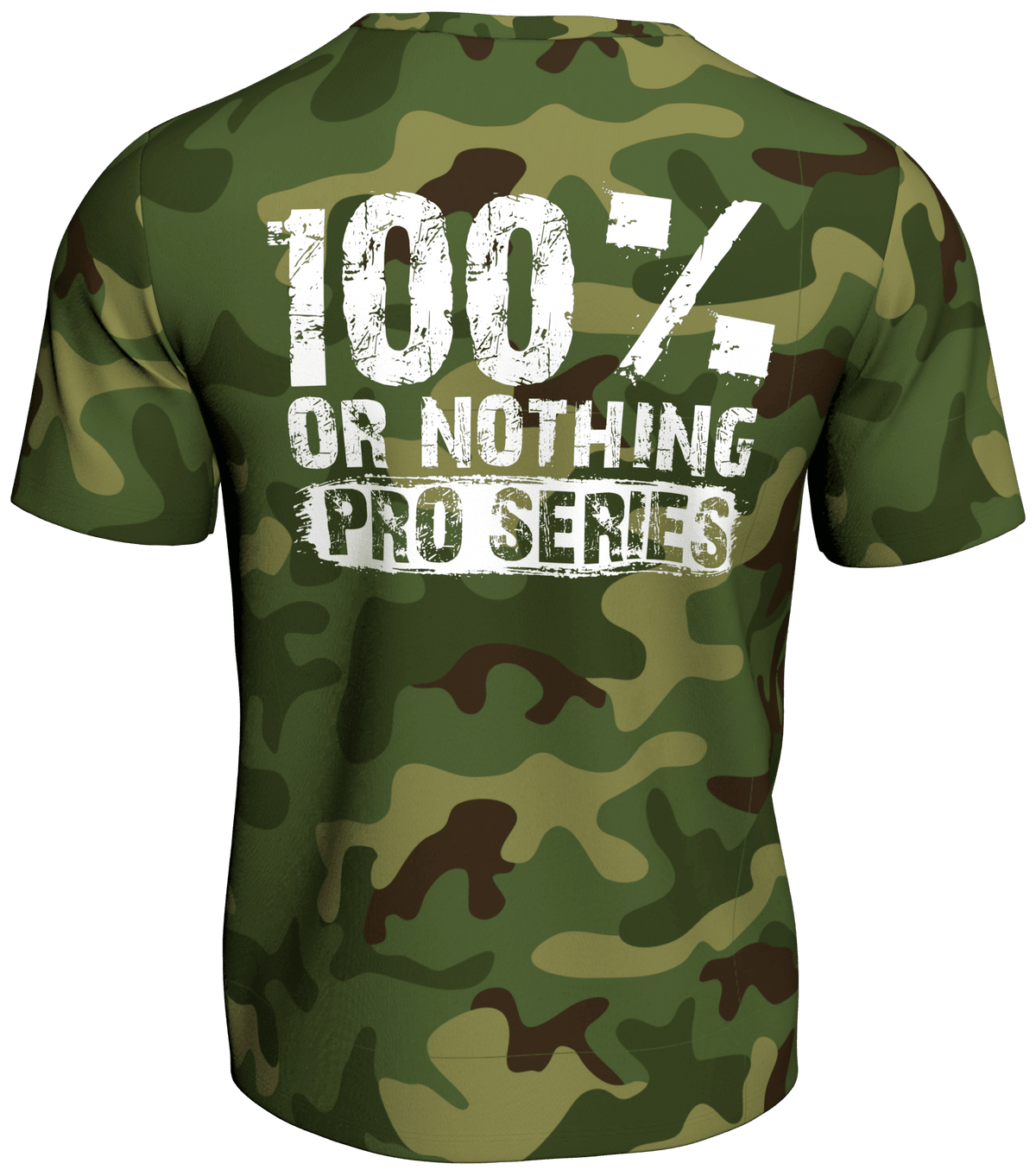 100% or Nothing 'Powered By ATOMIC BOMB' Slogan Tee Green Camo ...