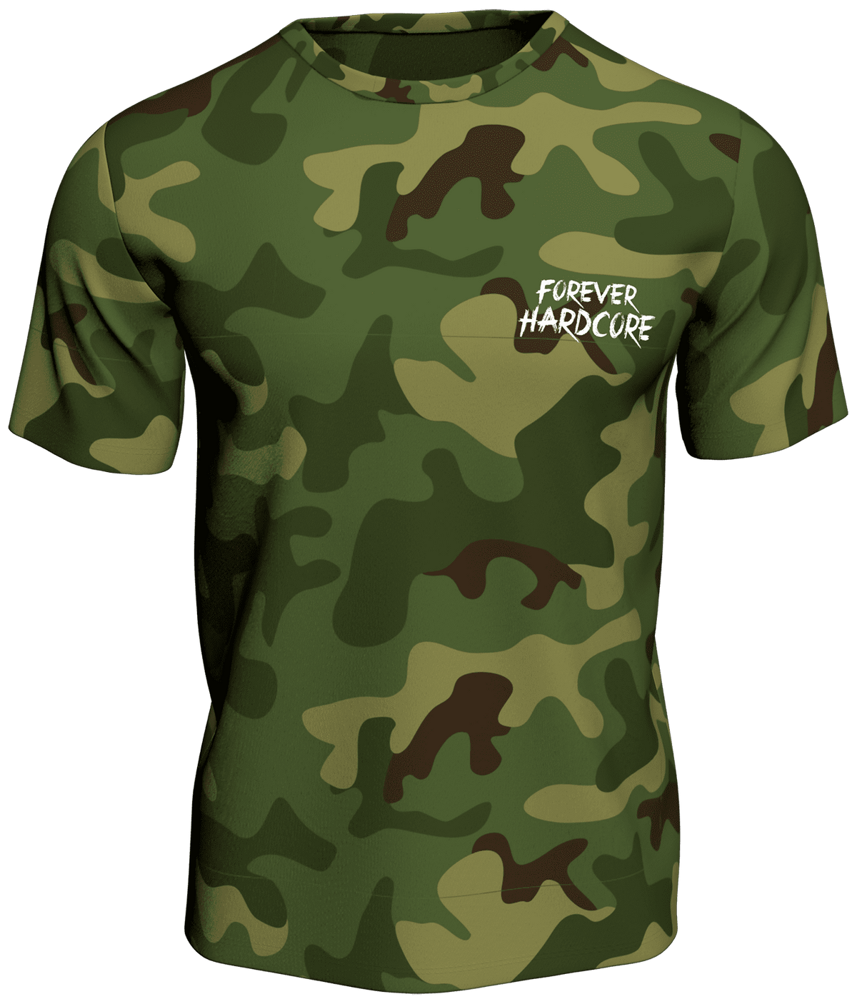 100 % or Nothing 'Forever Hardcore' Slogan Tee V2 Green Camo | hardkoreklothing
